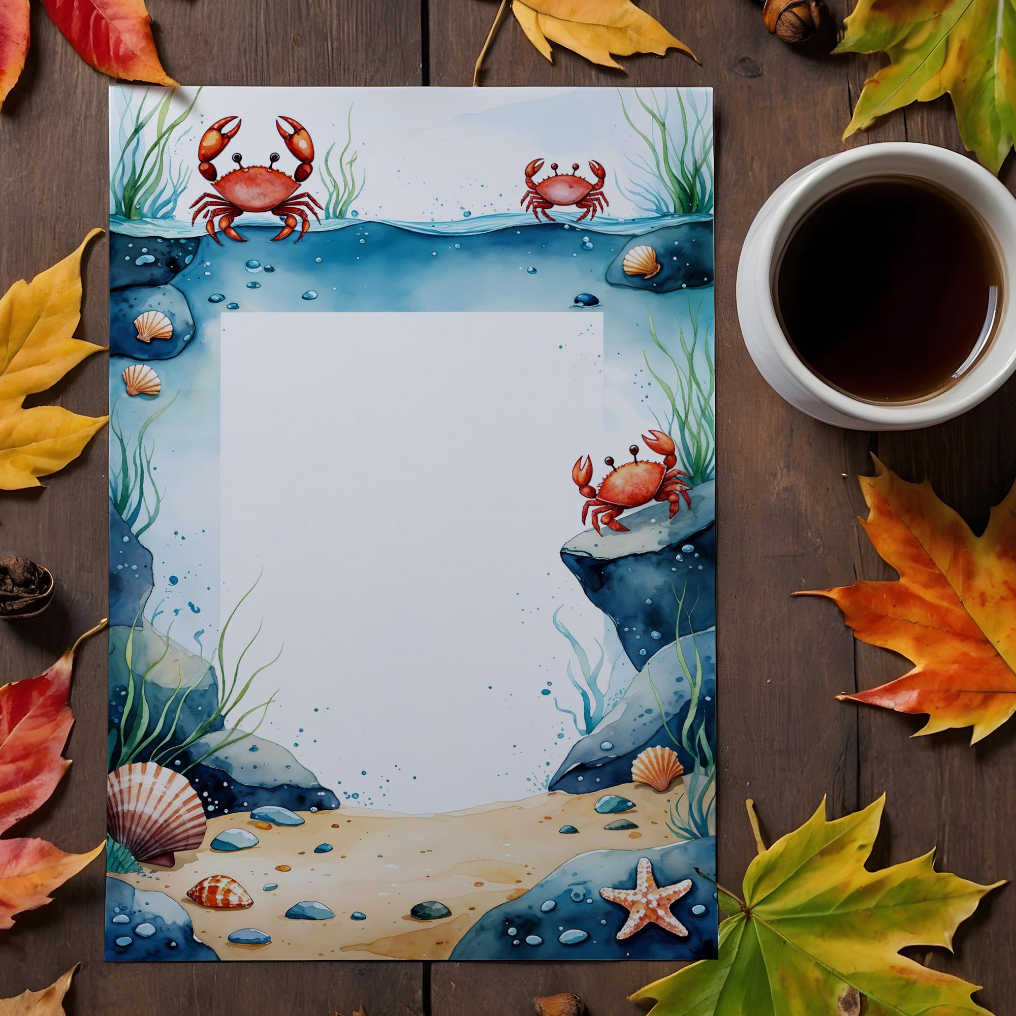 Crab Writing Paper: Ocean Theme Stationery (PDF Download) - Etsy