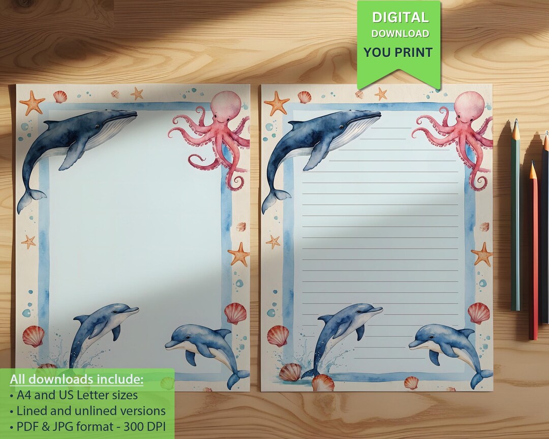Ocean-themed Stationery for Kids - Beautiful Letters, Invitations and ...