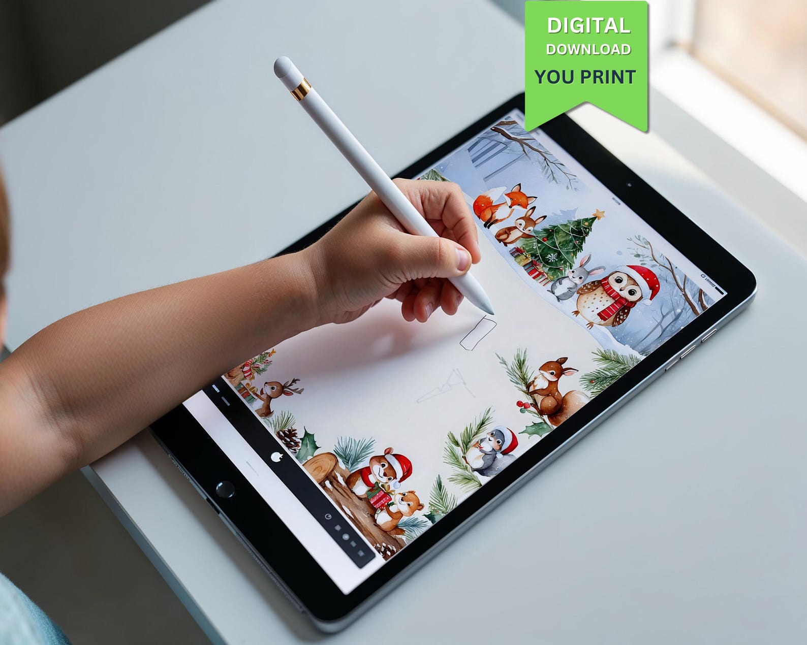 Woodland Christmas Writing Paper With Cute Forest Animals and Festive ...
