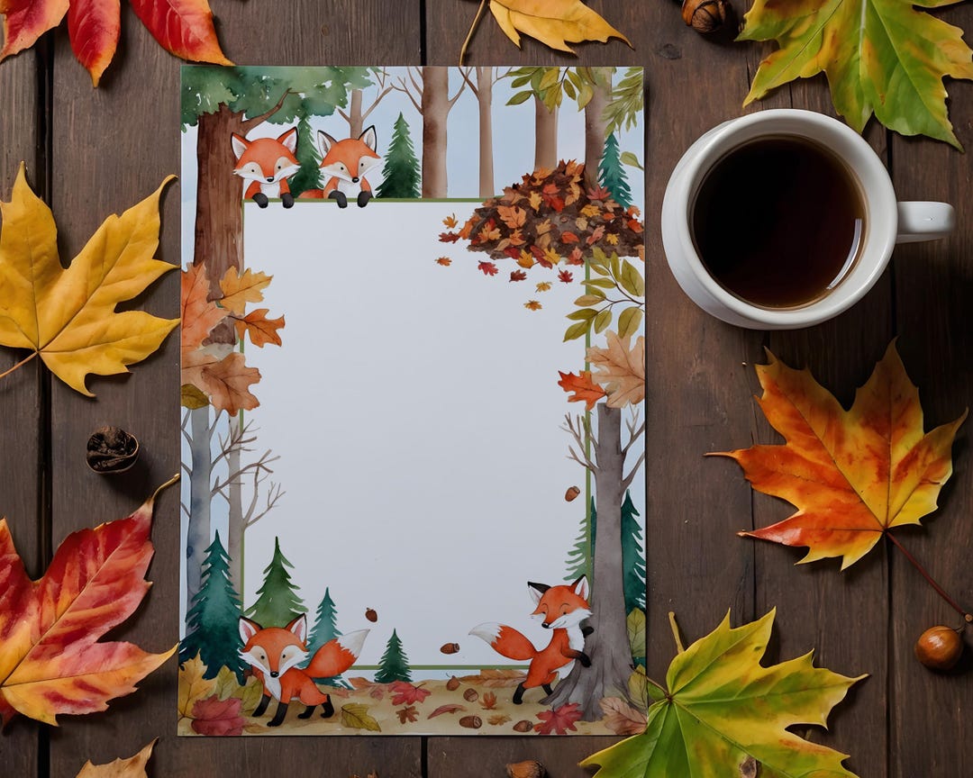 Autumn Fox Writing Paper - Woodland Animals Stationery (PDF) - Etsy