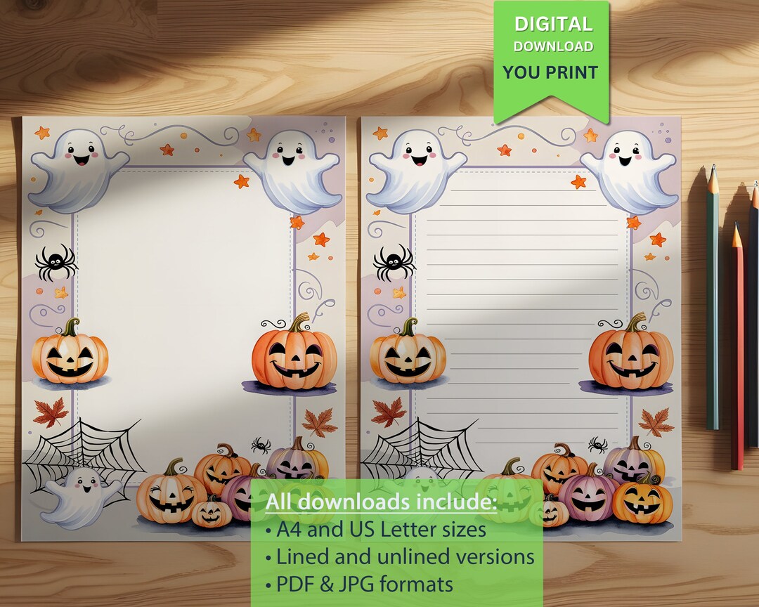 Halloween Writing Paper for Kids - Ghost & Pumpkin-themed Printable ...