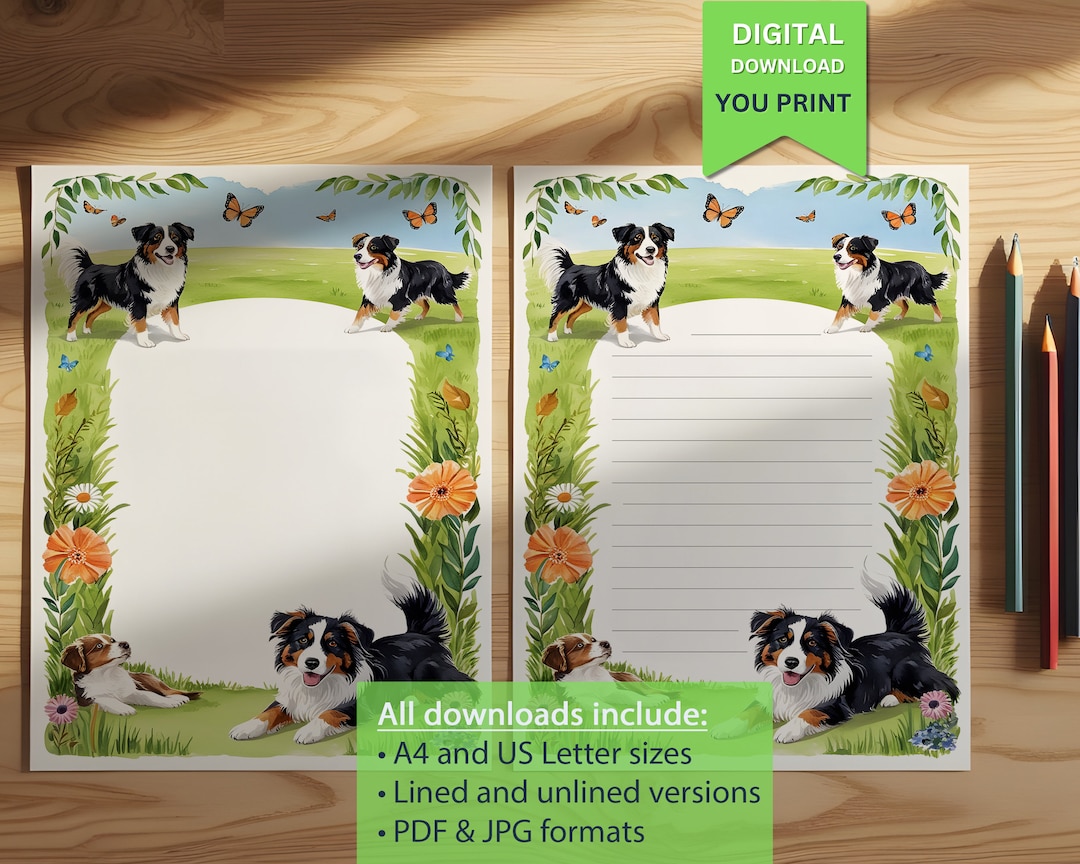 Printable Dog-themed Writing Paper for Kids – Cute Border Collie ...