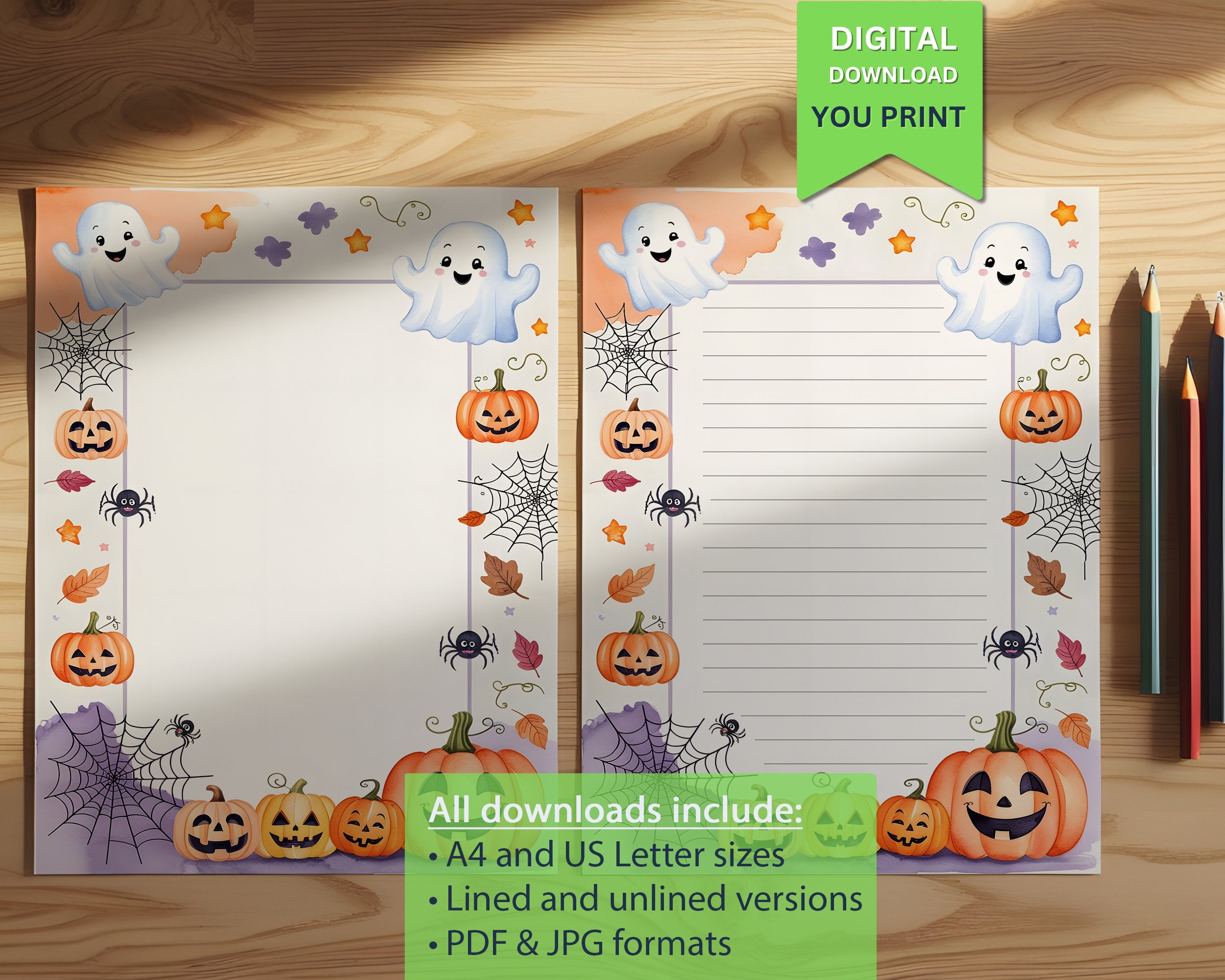 Fun Halloween-themed Printable Writing Paper for Kids – Spooky and Cute ...