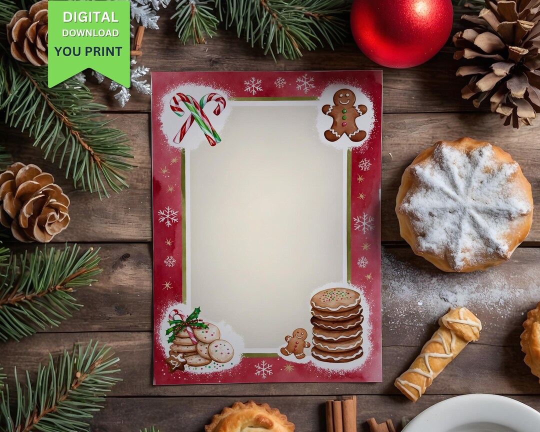 Festive Holiday Letterhead With Gingerbread Cookies, Candy Canes, and ...