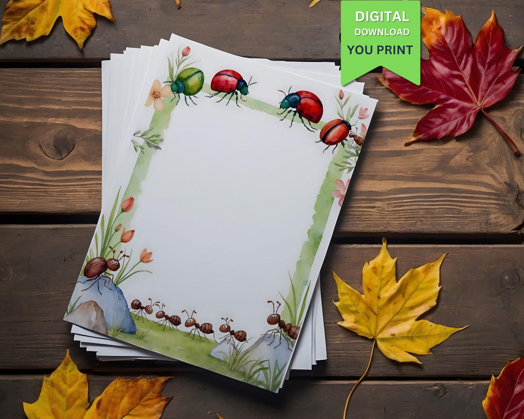 Nature-inspired Bug & Ant-themed Stationery for Kids - Perfect for Letters, Invitations and ...