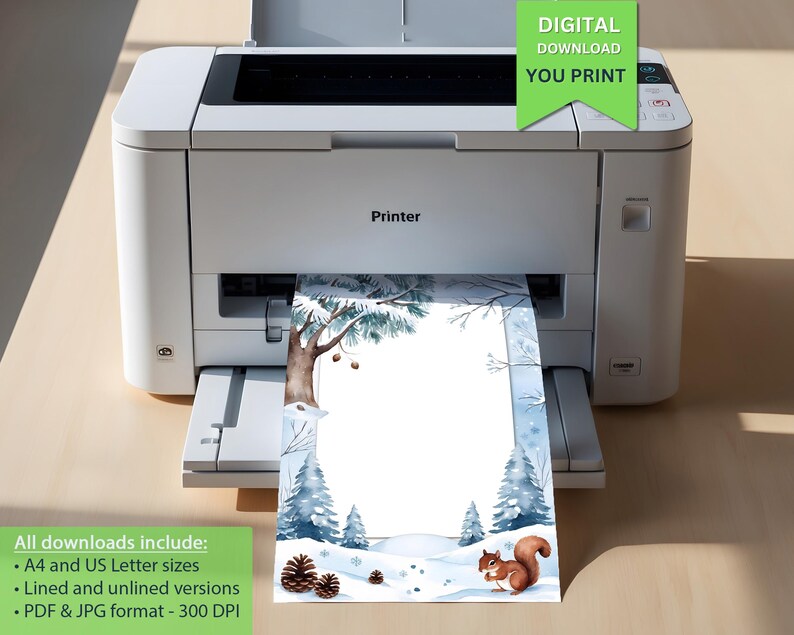 Winter Woodland Squirrel Writing Paper | Snowy Forest Printable ...
