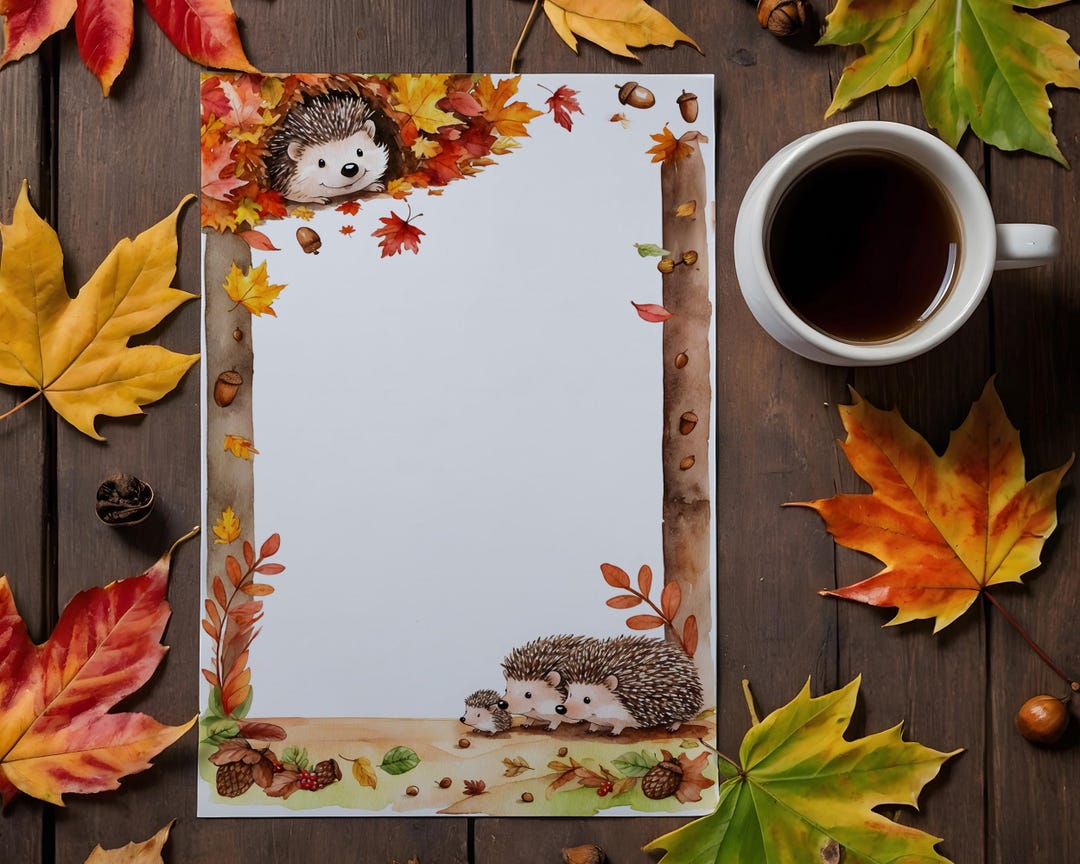Hedgehog-themed Autumn Writing Paper for Kids | Printable Fall ...