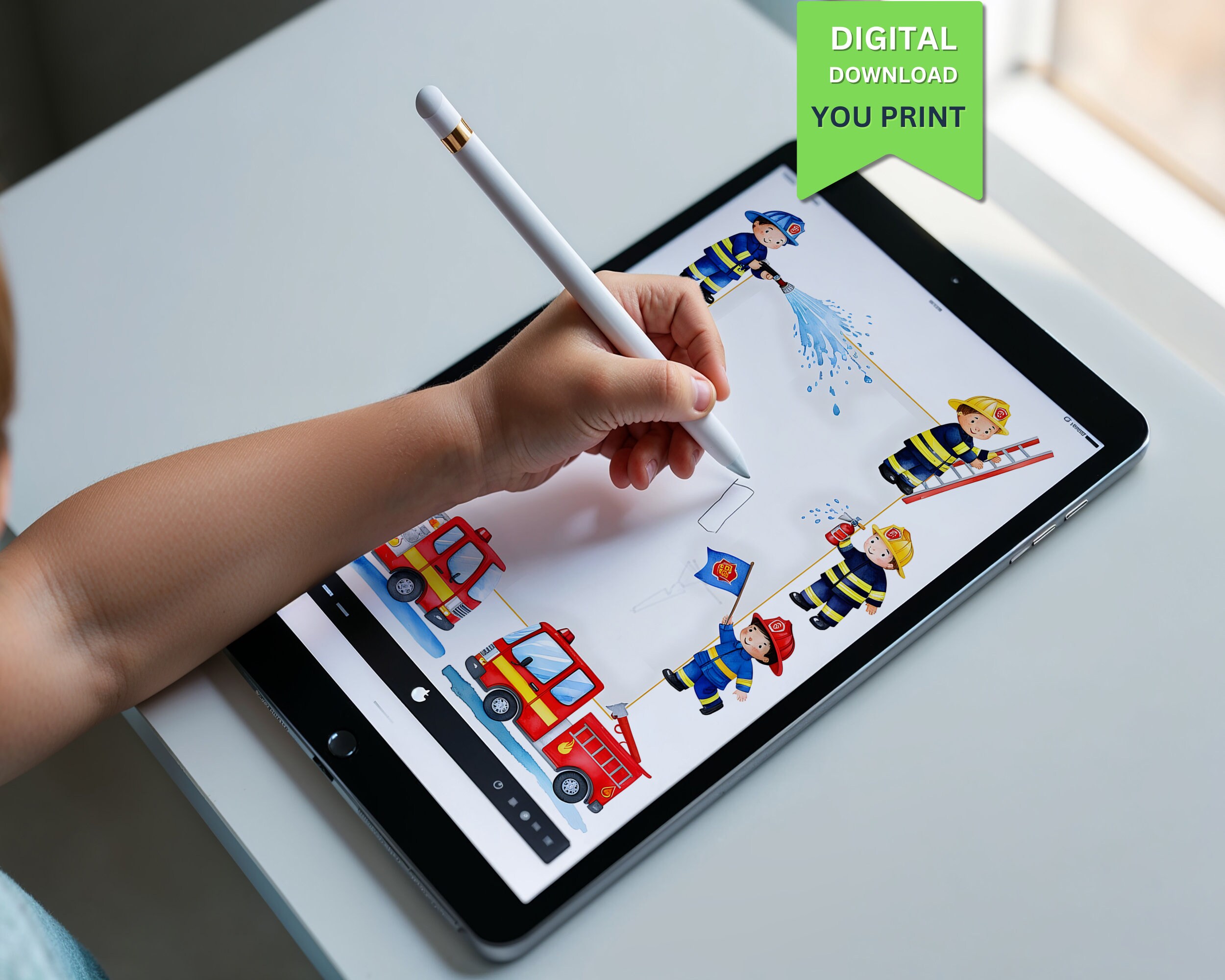 Printable Firefighter-themed Writing Paper for Kids Fun Fire Truck and ...