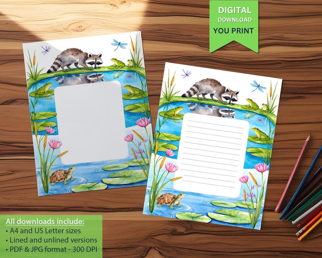 Charming Pond-themed Digital Writing Paper | A4 + US Letter PDF ...