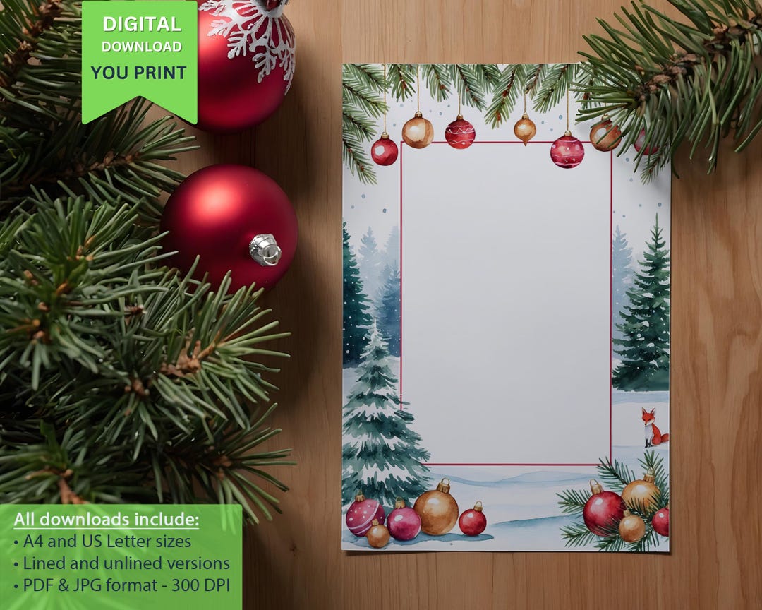Festive Winter Wonderland Writing Paper | A4 and US Letter PDF ...