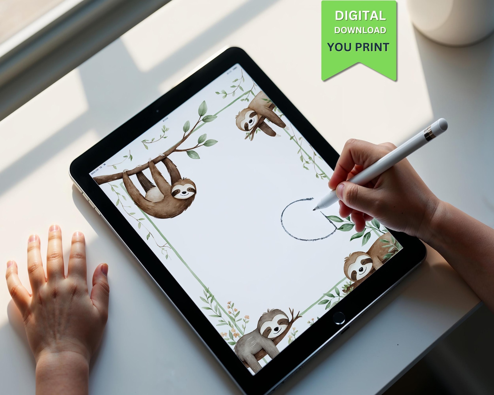Cute Sloth-themed Printable Writing Paper for Kids | A4 and US Letter ...