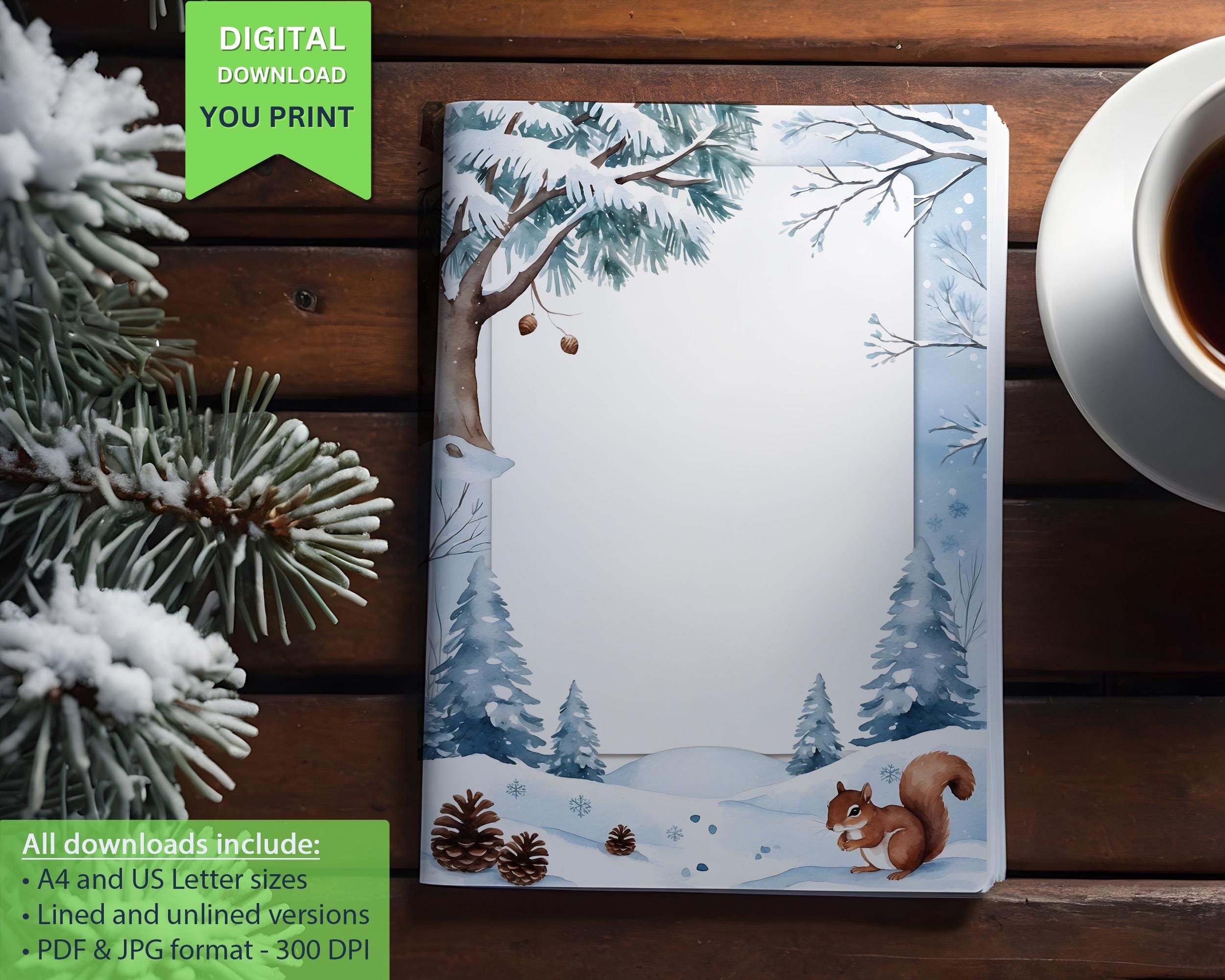 Winter Woodland Squirrel Writing Paper | Snowy Forest Printable ...