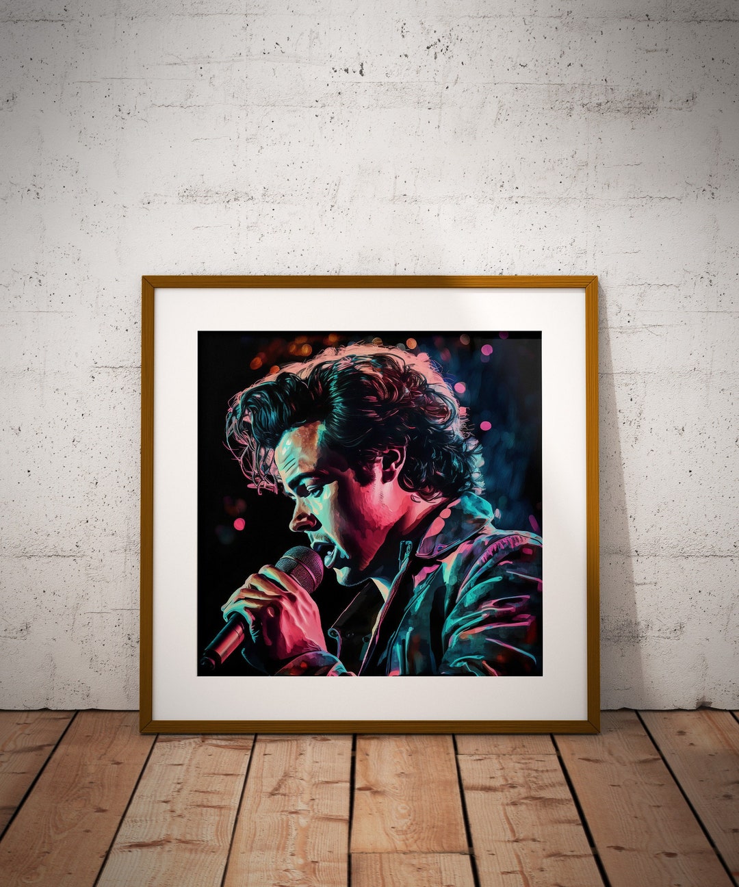 Harry Styles in the Spotlight: A Neon Inspired Digital Art of a Live ...