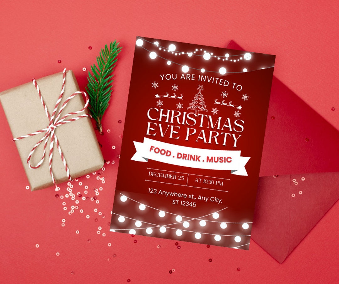 Christmas Dinner Invitation, Christmas Dinner Invitation Digital ...