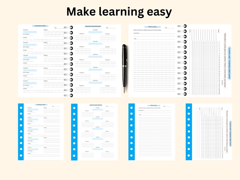 Vocabulary Worksheets, Vocabulary Learning Journal, Printable ...