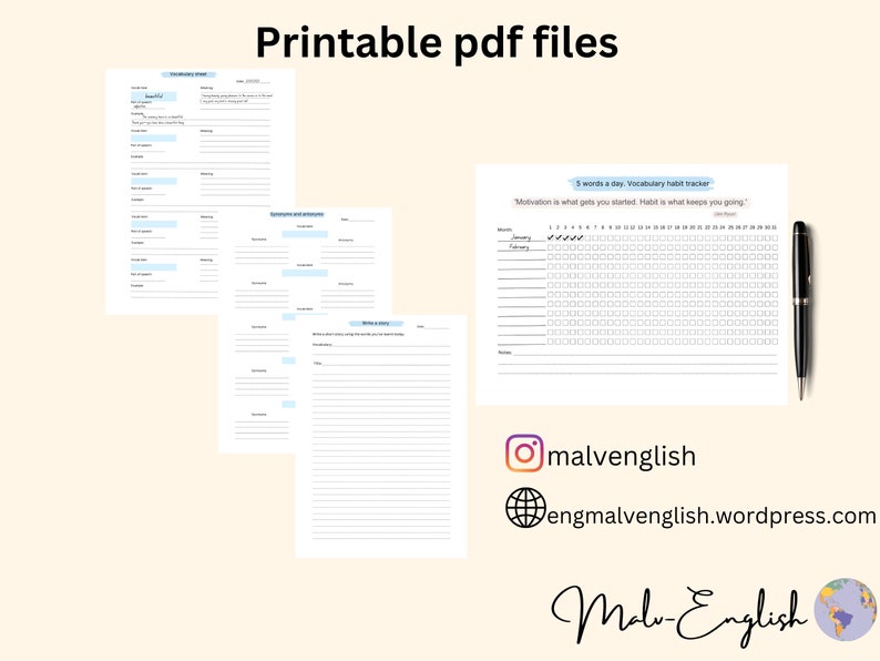 Vocabulary Worksheets, Vocabulary Learning Journal, Printable ...