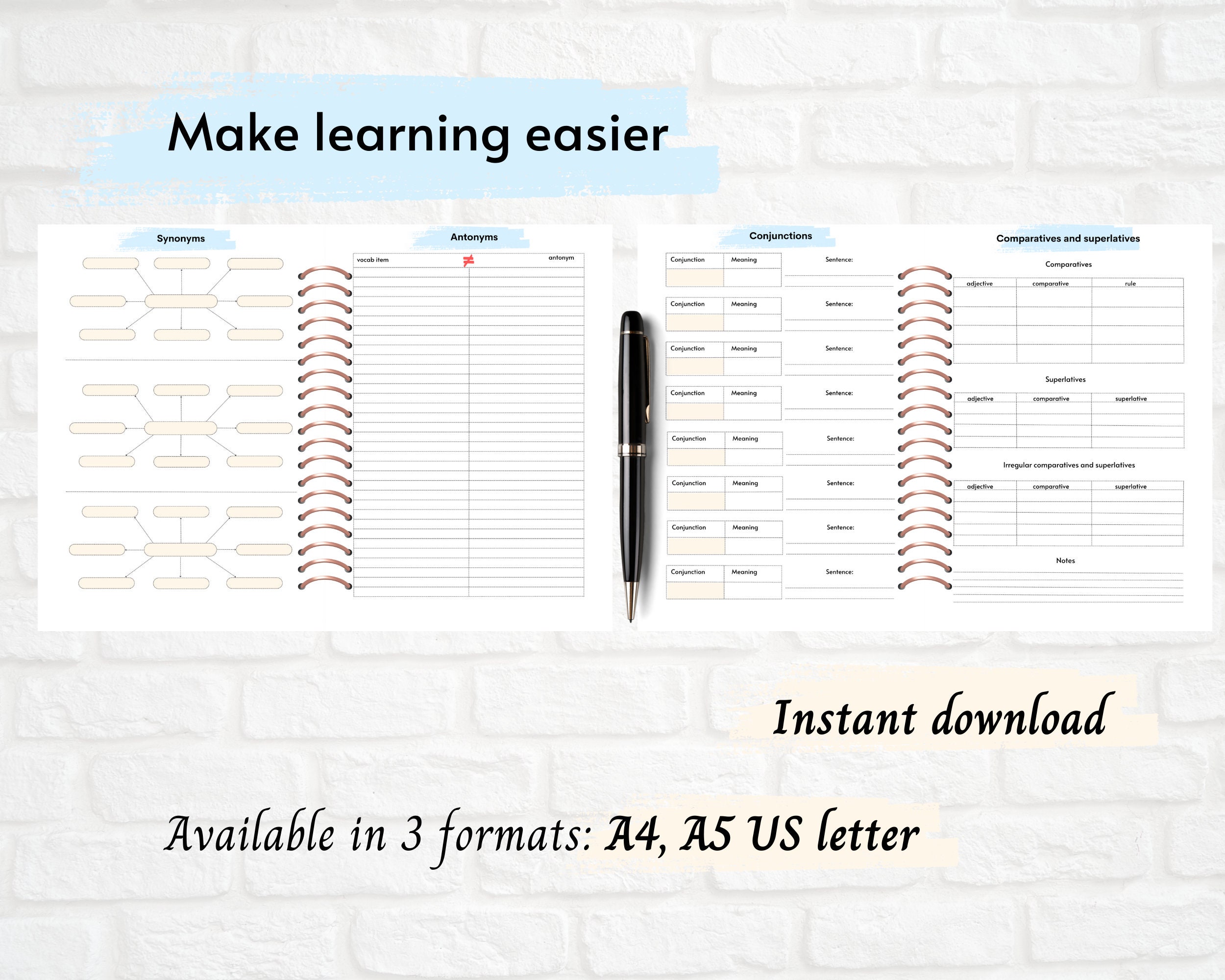 English Study Planner, Language Study Planner, Language Journal ...