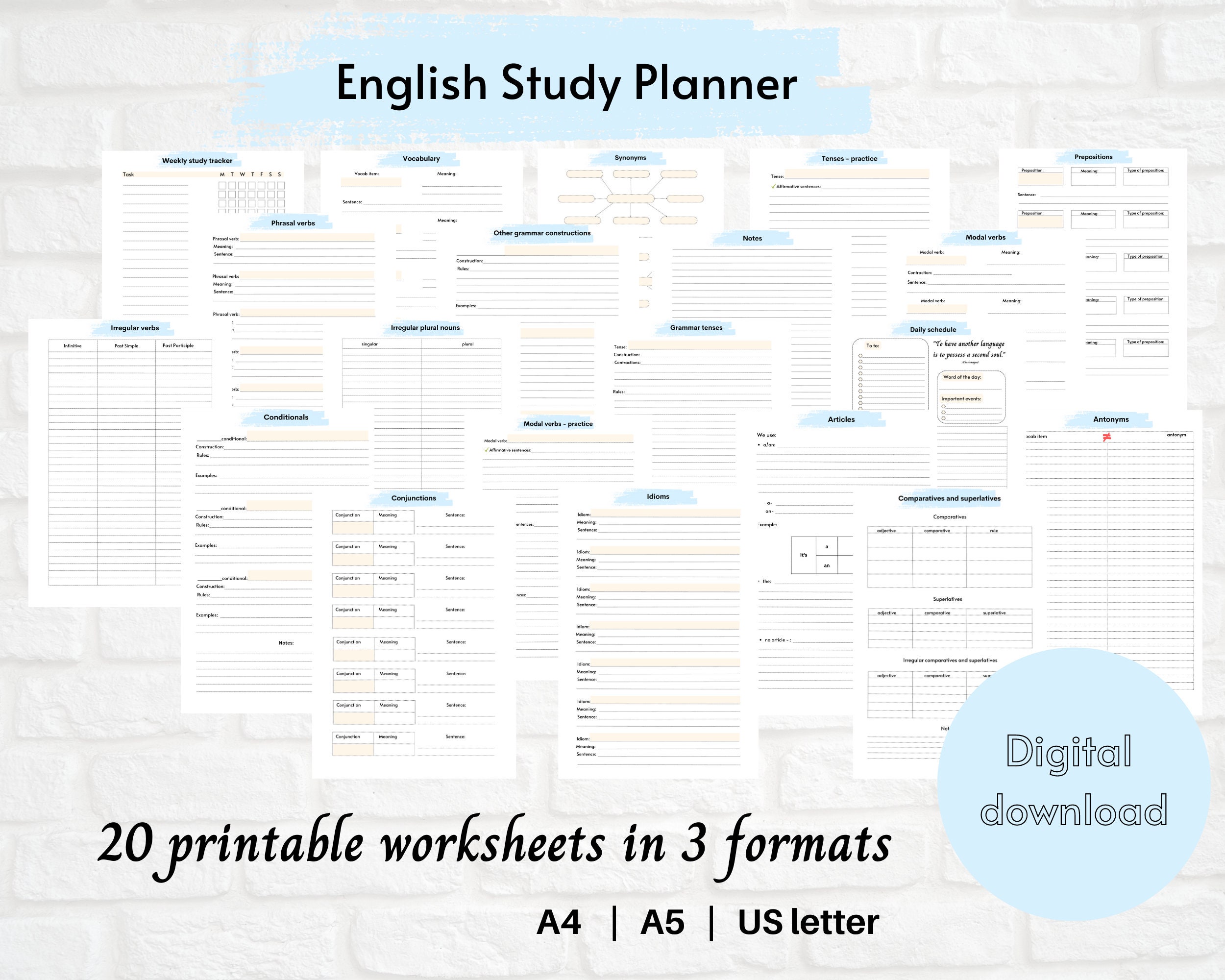 English Study Planner, Language Study Planner, Language Journal ...