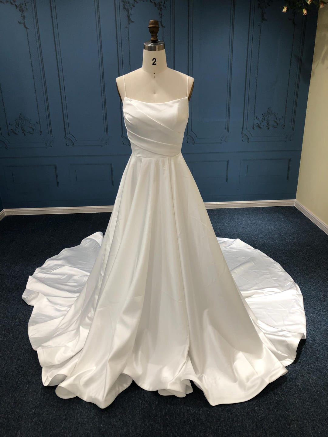 Formal Wedding Dress, Simple Bridal Gown With Button in Back, Satin ...