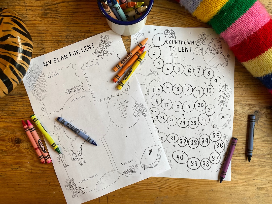 Lent Plan Countdown Colouring Sheet PDF Printable Instant Download ...