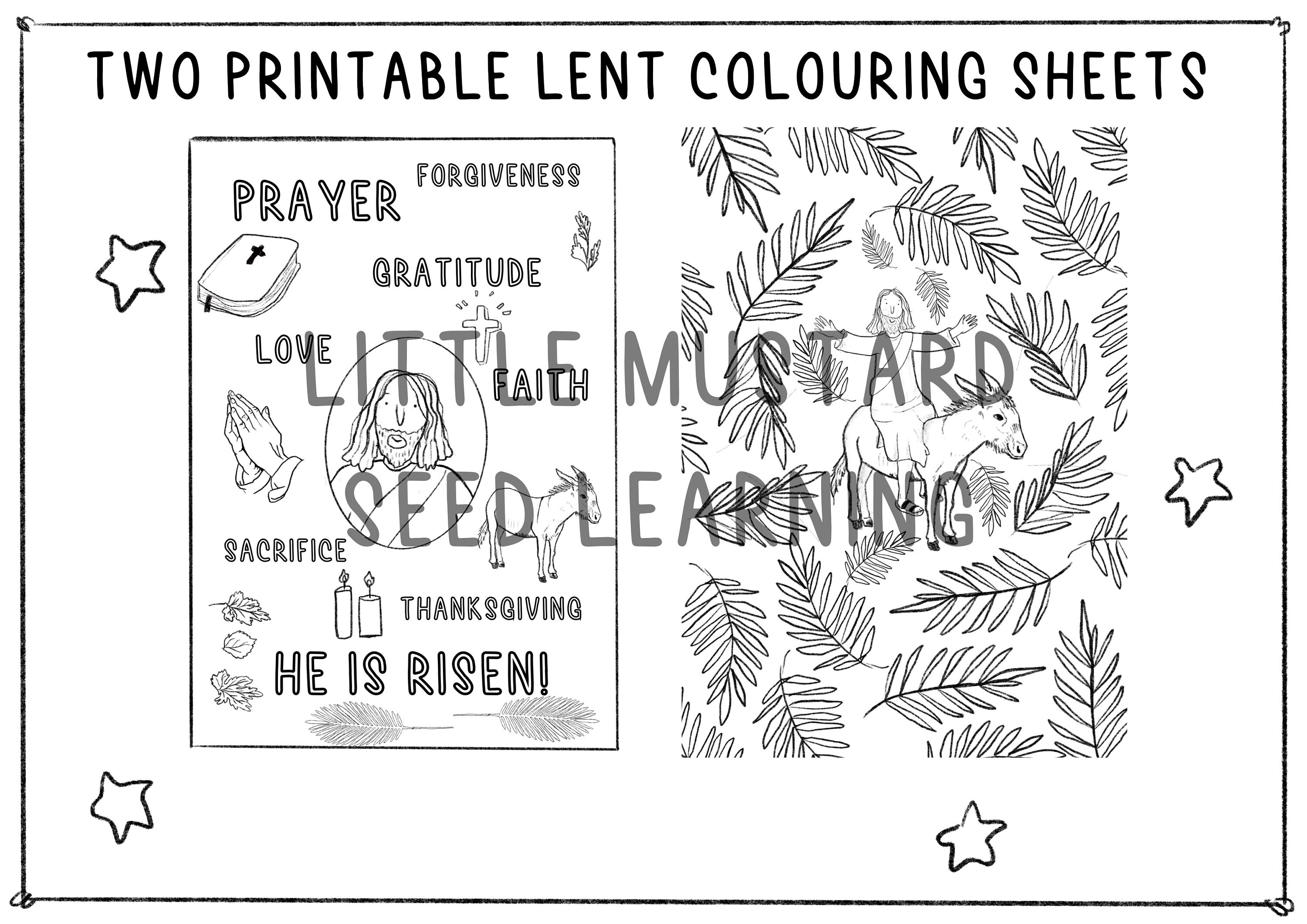 Lent Colouring Sheet Printable Pdf Digital Download Jesus Palm Sunday ...