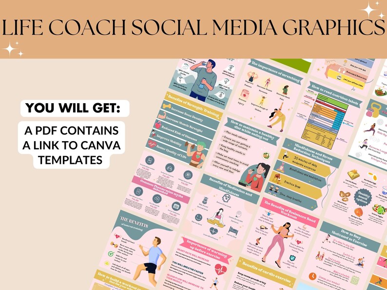 30 Life Coach Health Fitness Social Media Canva Templates|life Coach ...