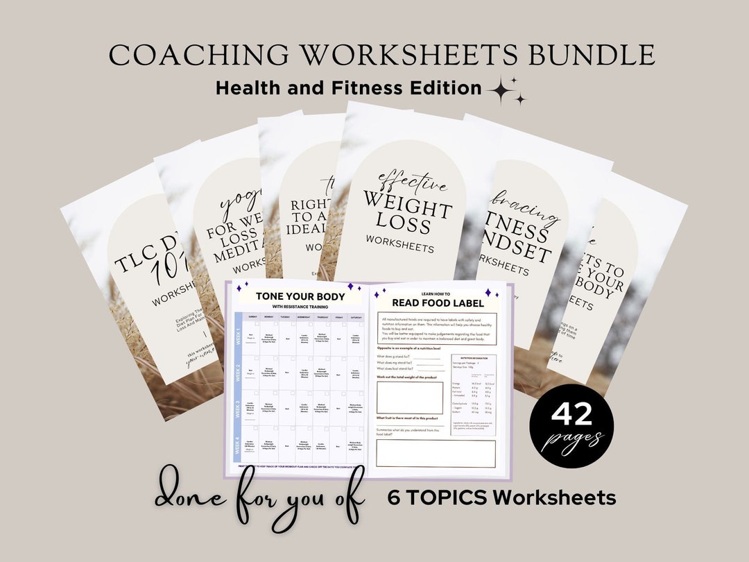 Health and Fitness Worksheets Bundle | Done for You Course Editable ...