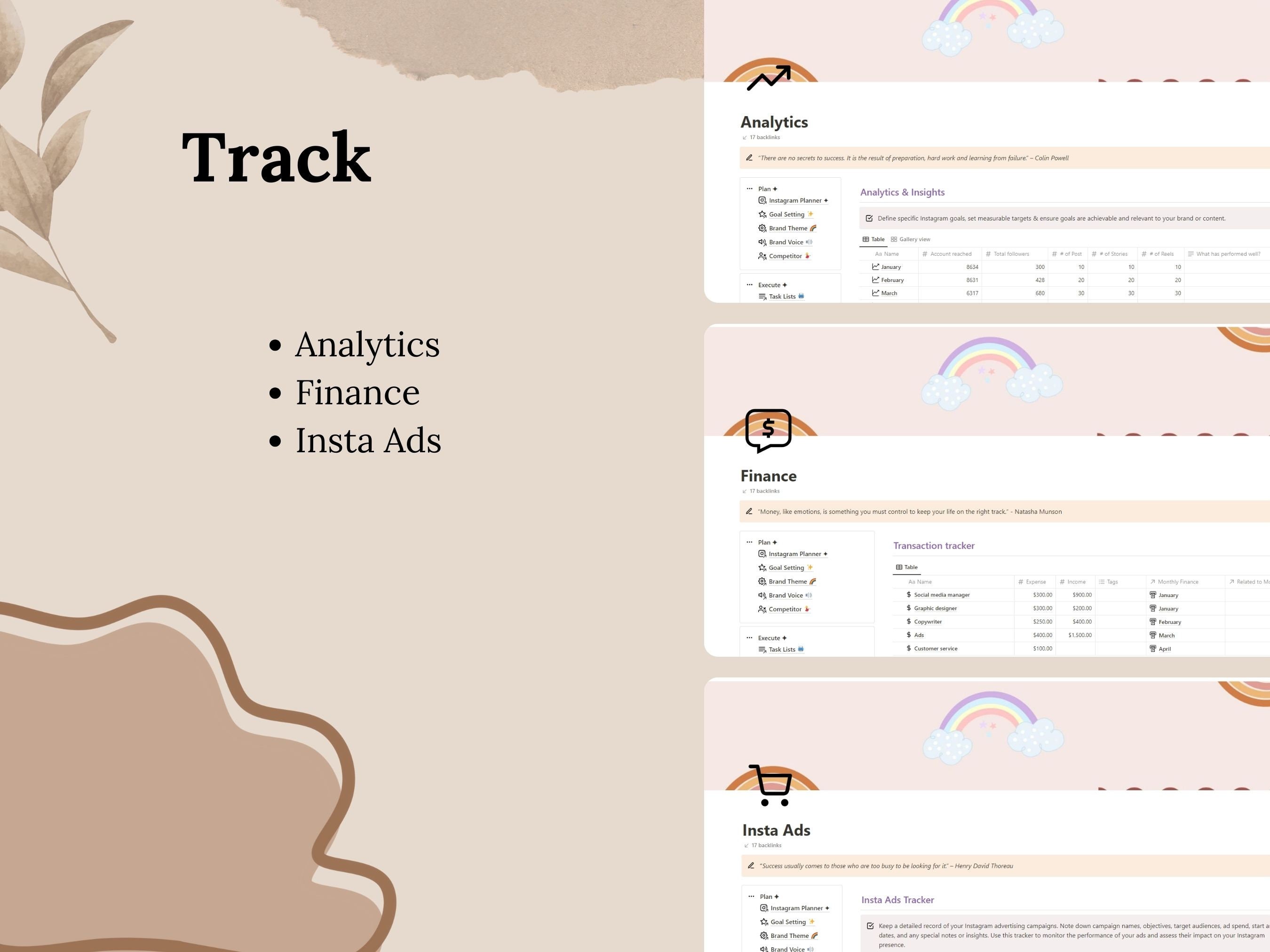 Notion Template Instagram Planner, Notion Planner, Instagram Planner ...