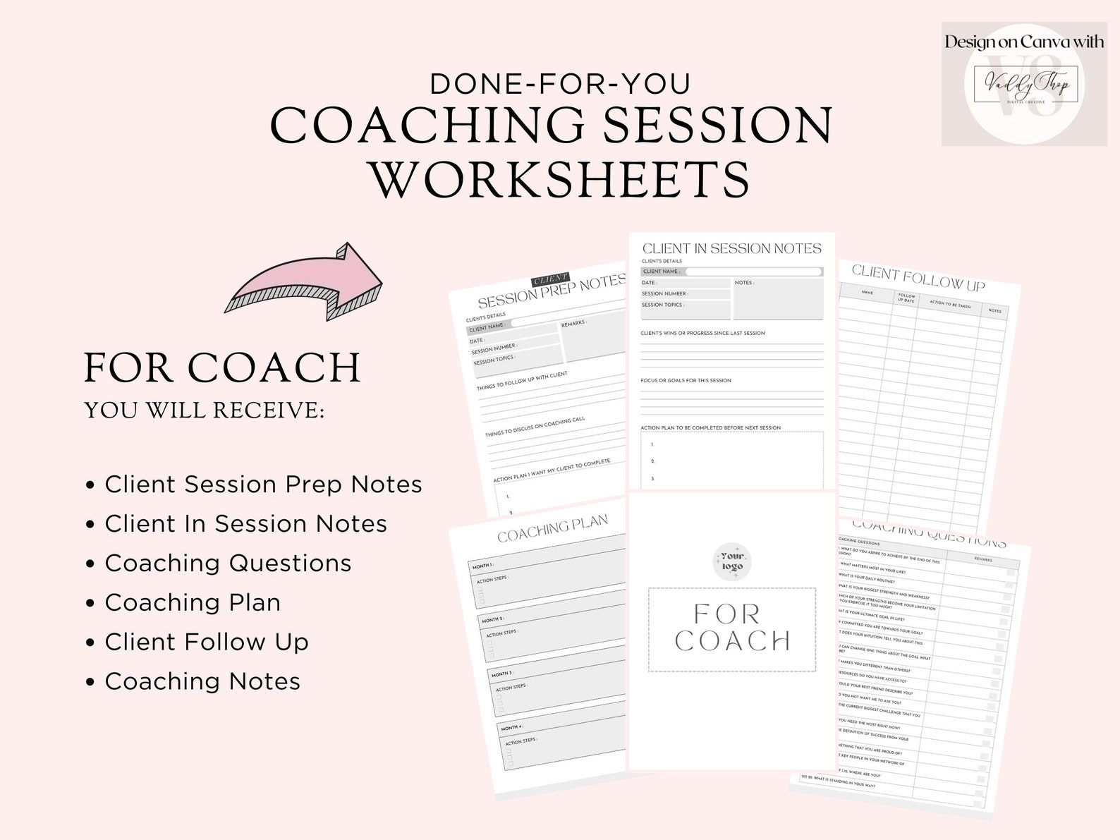 Coaching Session Worksheets | Coach Form Client Form|editable Brandable ...