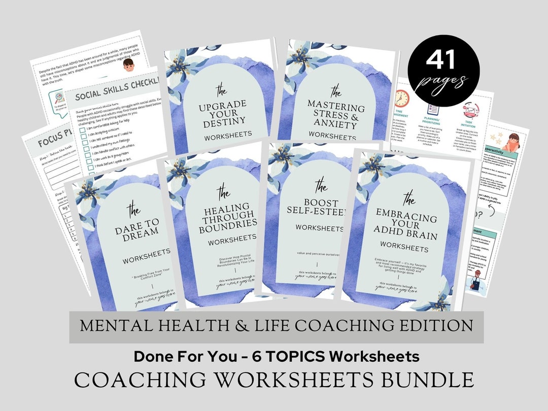 Mental Health and Life Coaching Worksheets Bundle | Done for You Course ...