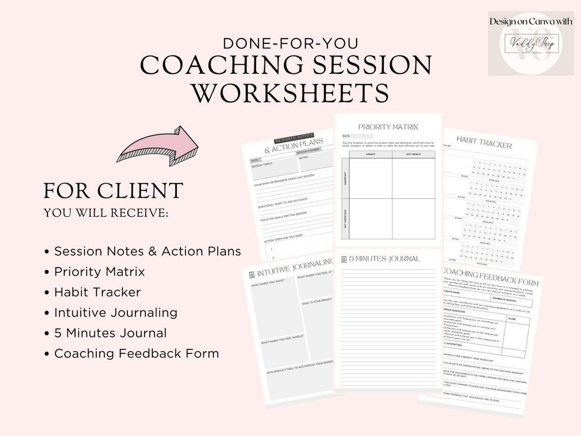 Coaching Session Worksheets | Coach Form Client Form|editable Brandable ...