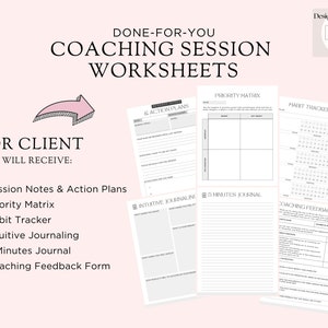 Coaching Session Worksheets | Coach Form Client Form|editable Brandable ...