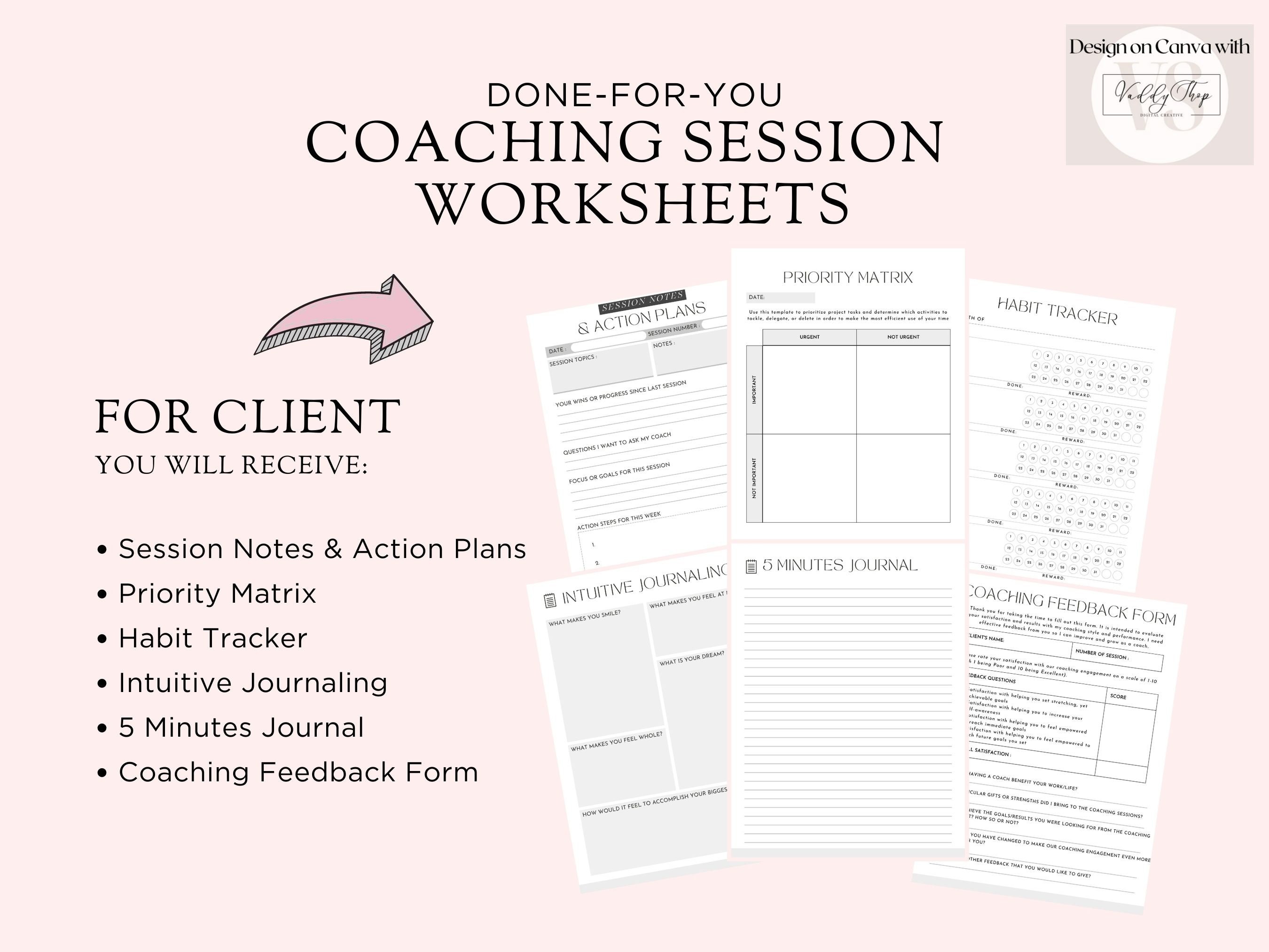 Coaching Session Worksheets | Coach Form Client Form|editable Brandable ...