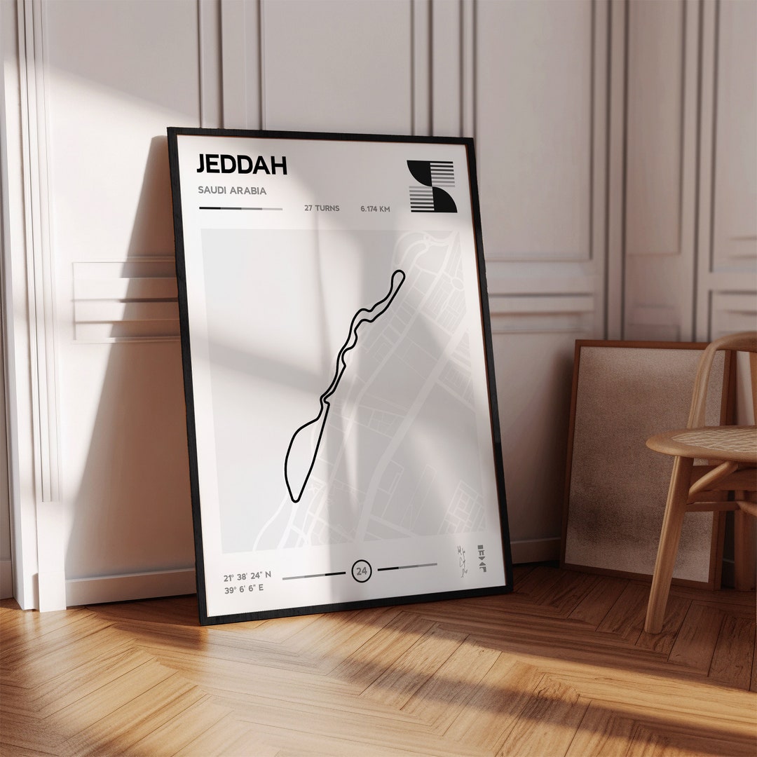 Jeddah Grand Prix Poster - Minimalist Circuit Art - Modern Home ...