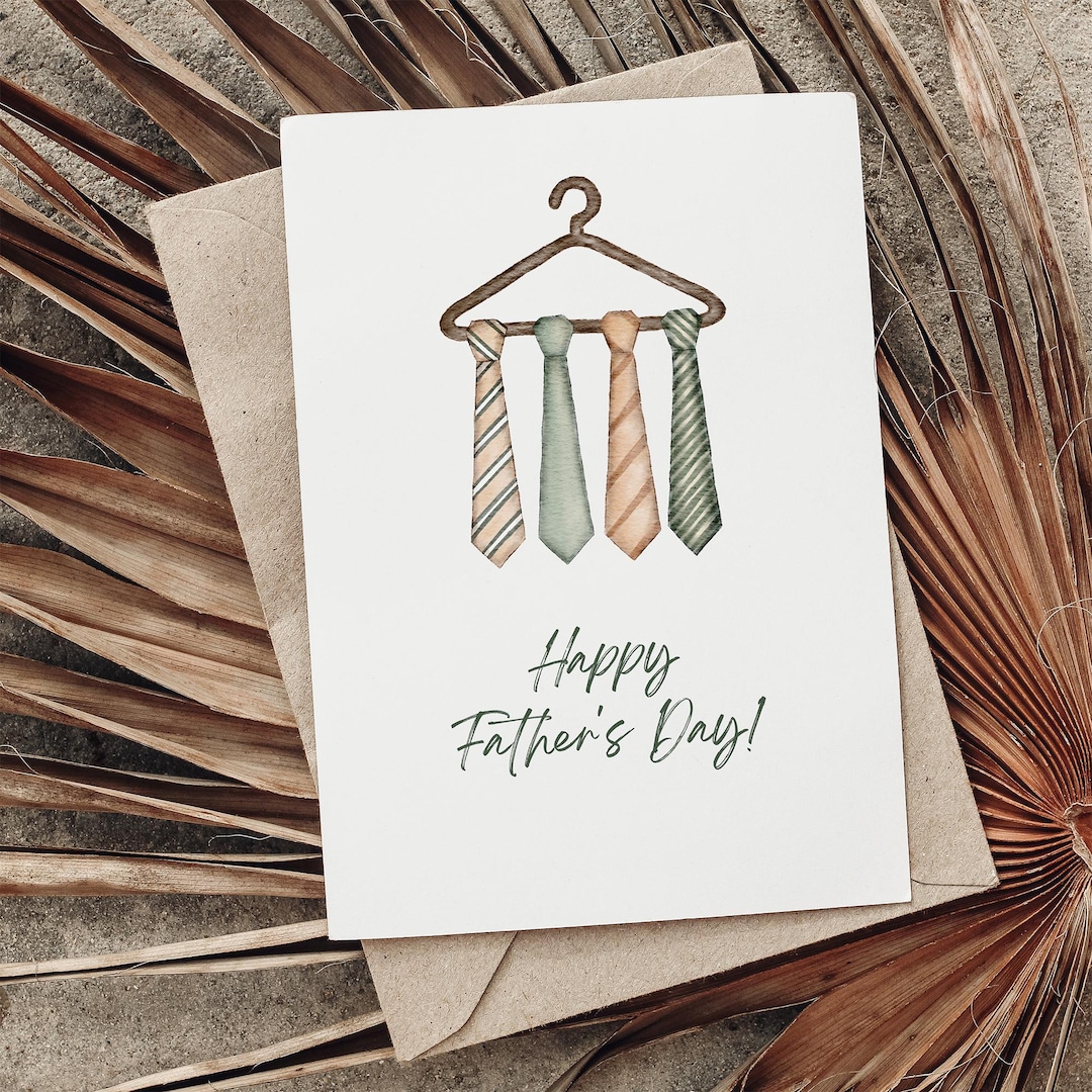 Fathers Day Card Printable, Happy Fathers Day Card Digital Template ...