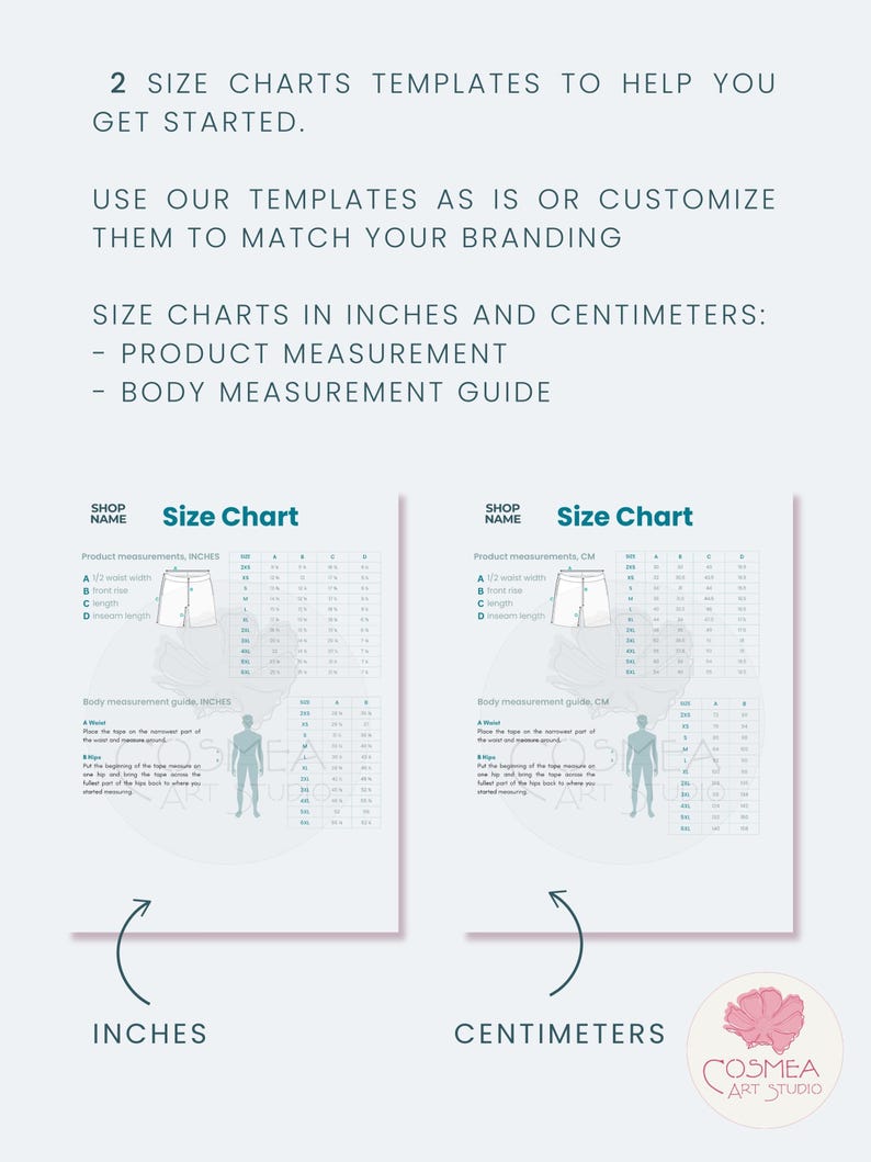 Printful Men Trunks Size Chart, Canva Template, AOP Men Shorts Size Charts, Product Measurement ...