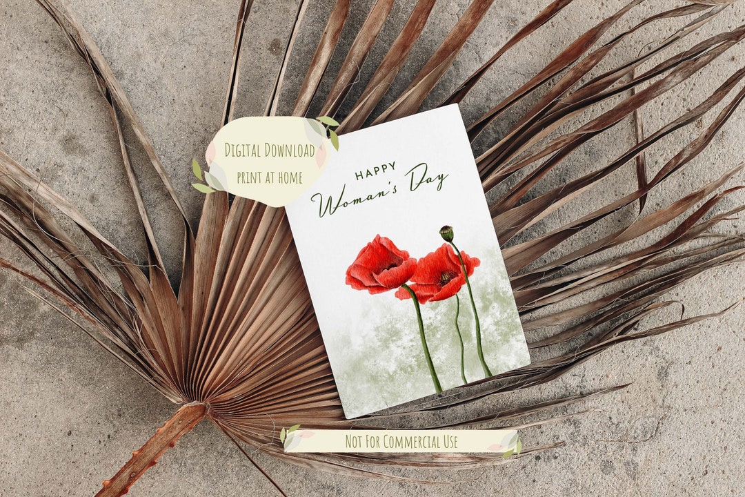 Printable Downloadable Happy Woman's Day Card Digital Template Instant ...