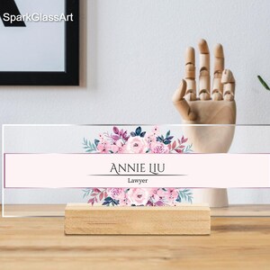 Teacher Name Plate for Desk, Office Name Plate With Flowers ...