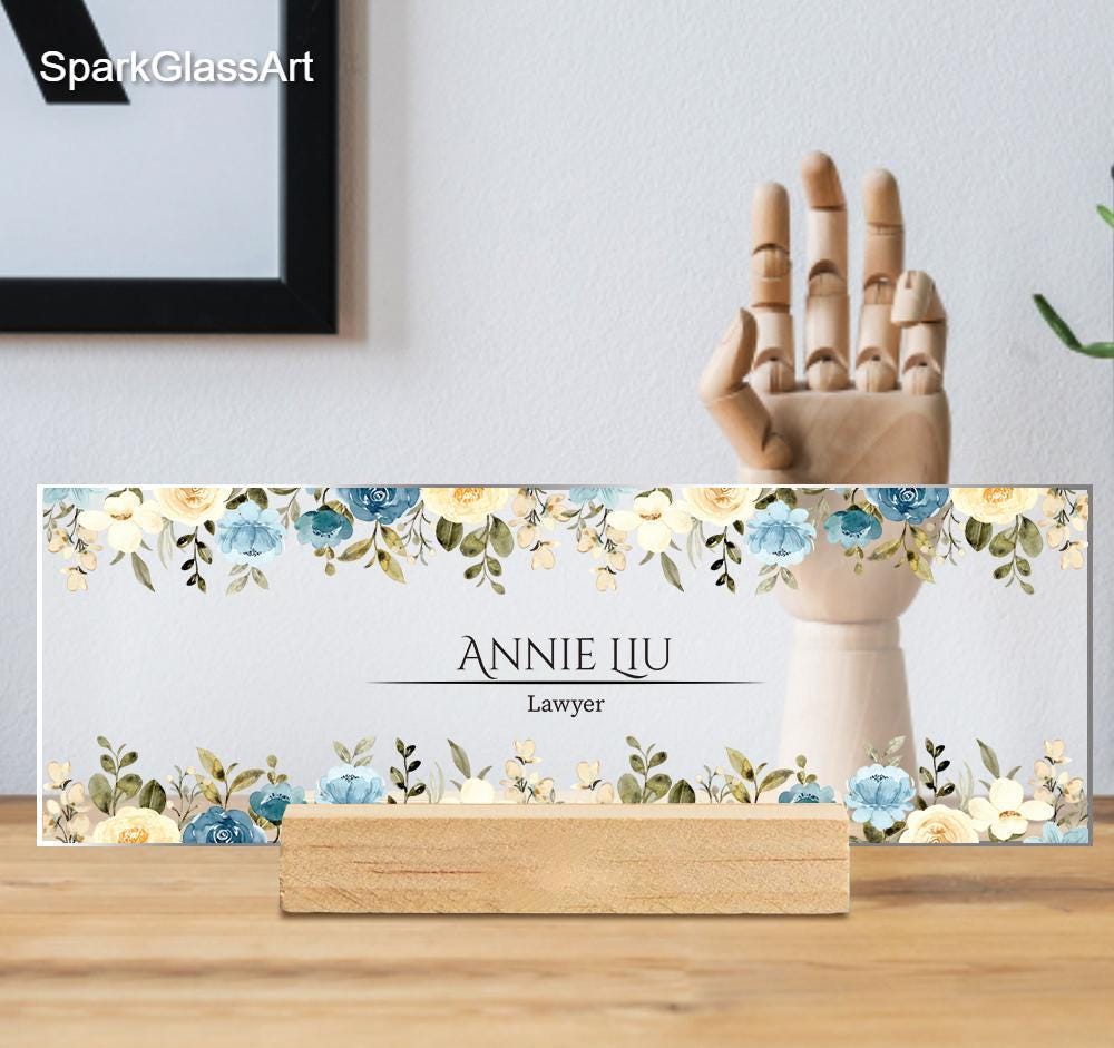 Teacher Name Plate for Desk, Office Name Plate With Flowers ...