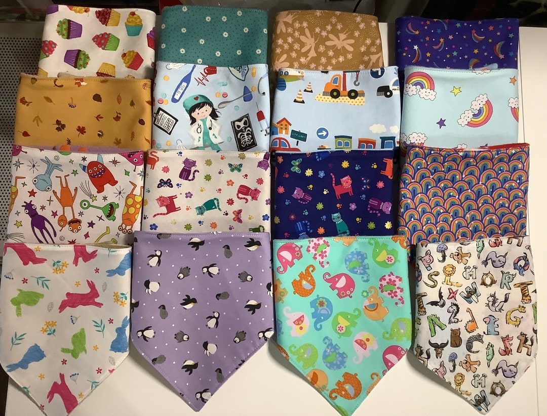 Toddler Dribble Bibs Sets of 2 Various Patterns - Etsy UK