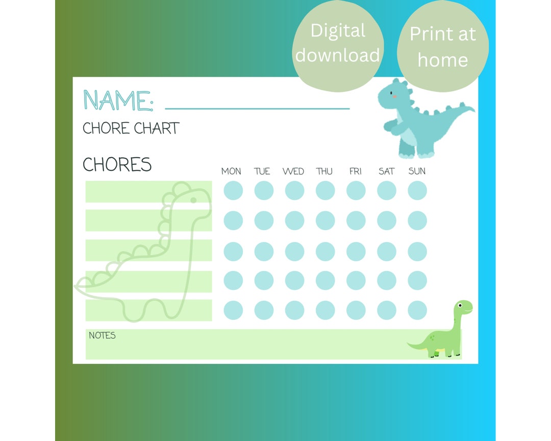 Dinosaur Reward Chore Chart - Etsy