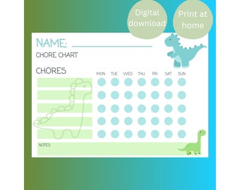 Editable Dinosaur Chore Chart, Kids Weekly & Daily Tasks ...