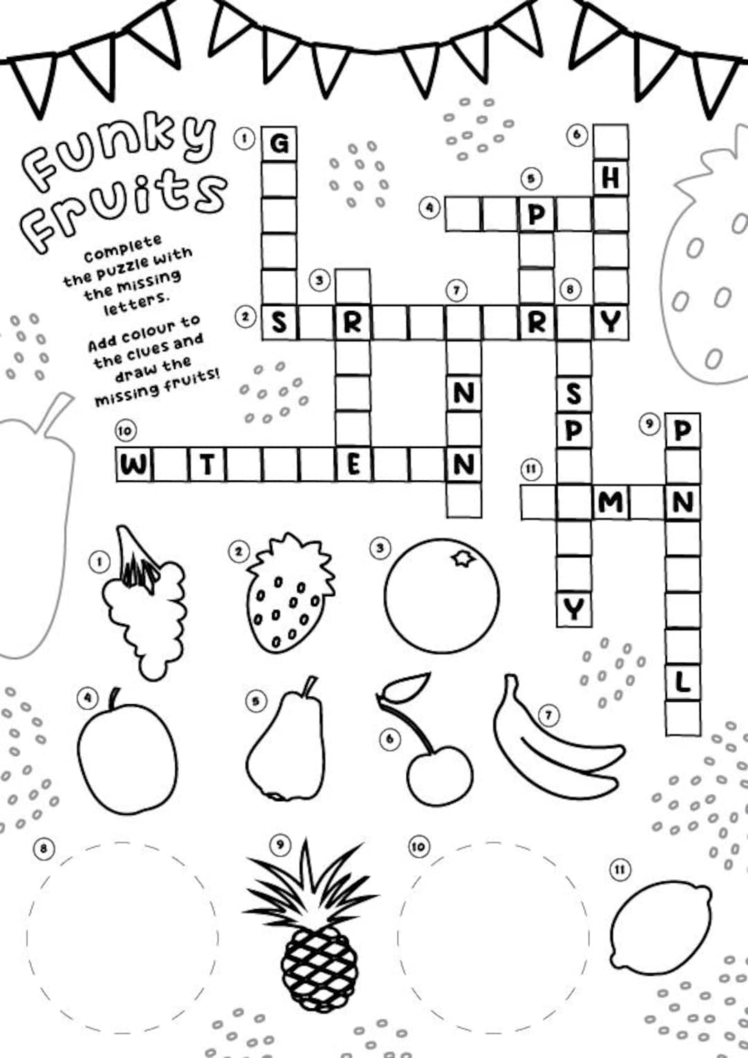 Fruit Themed Children's Activity Play Sheet & Word Game - Etsy