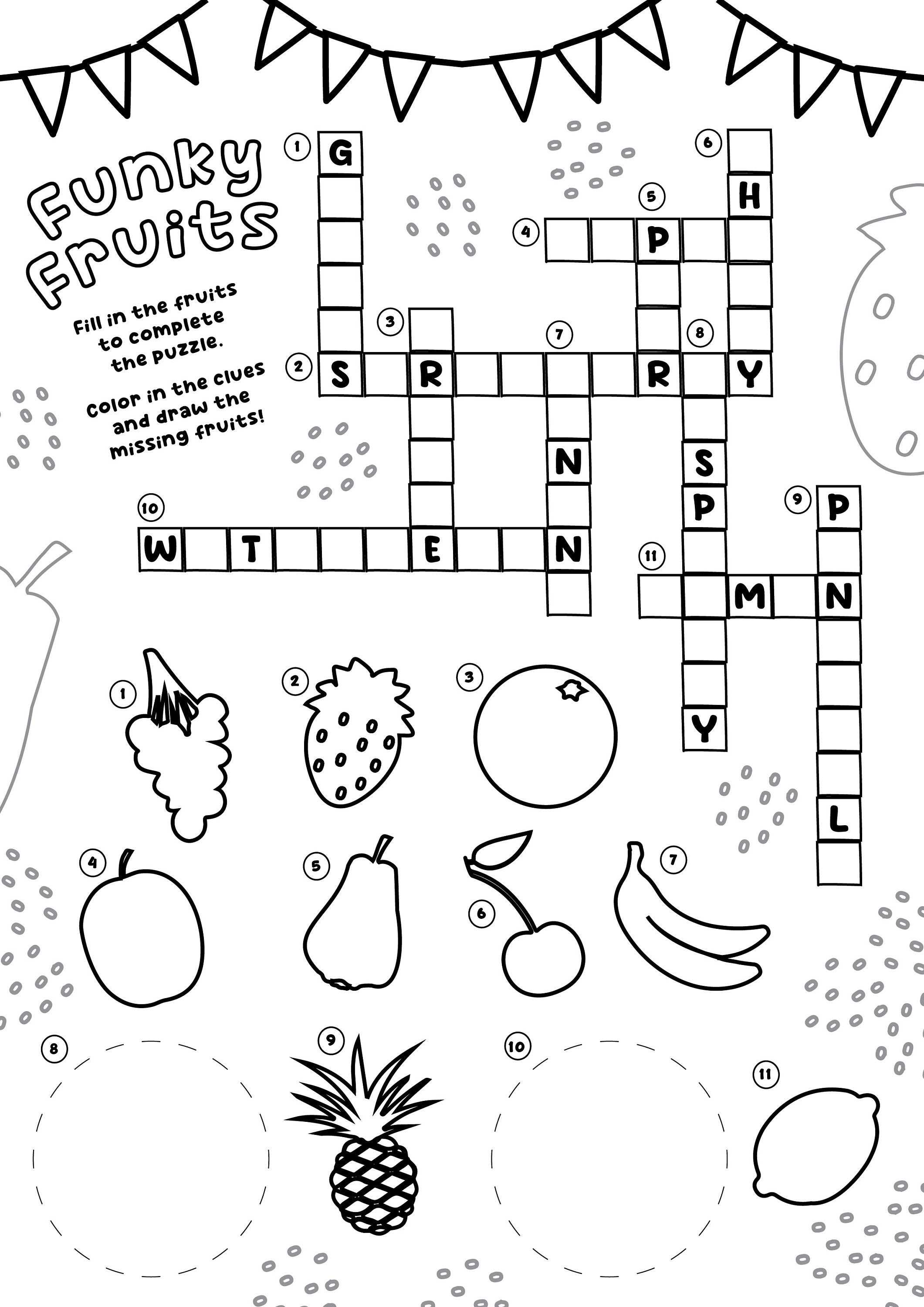 Kids Activity Play Sheet & Word Game With Fruit Theme.. - Etsy