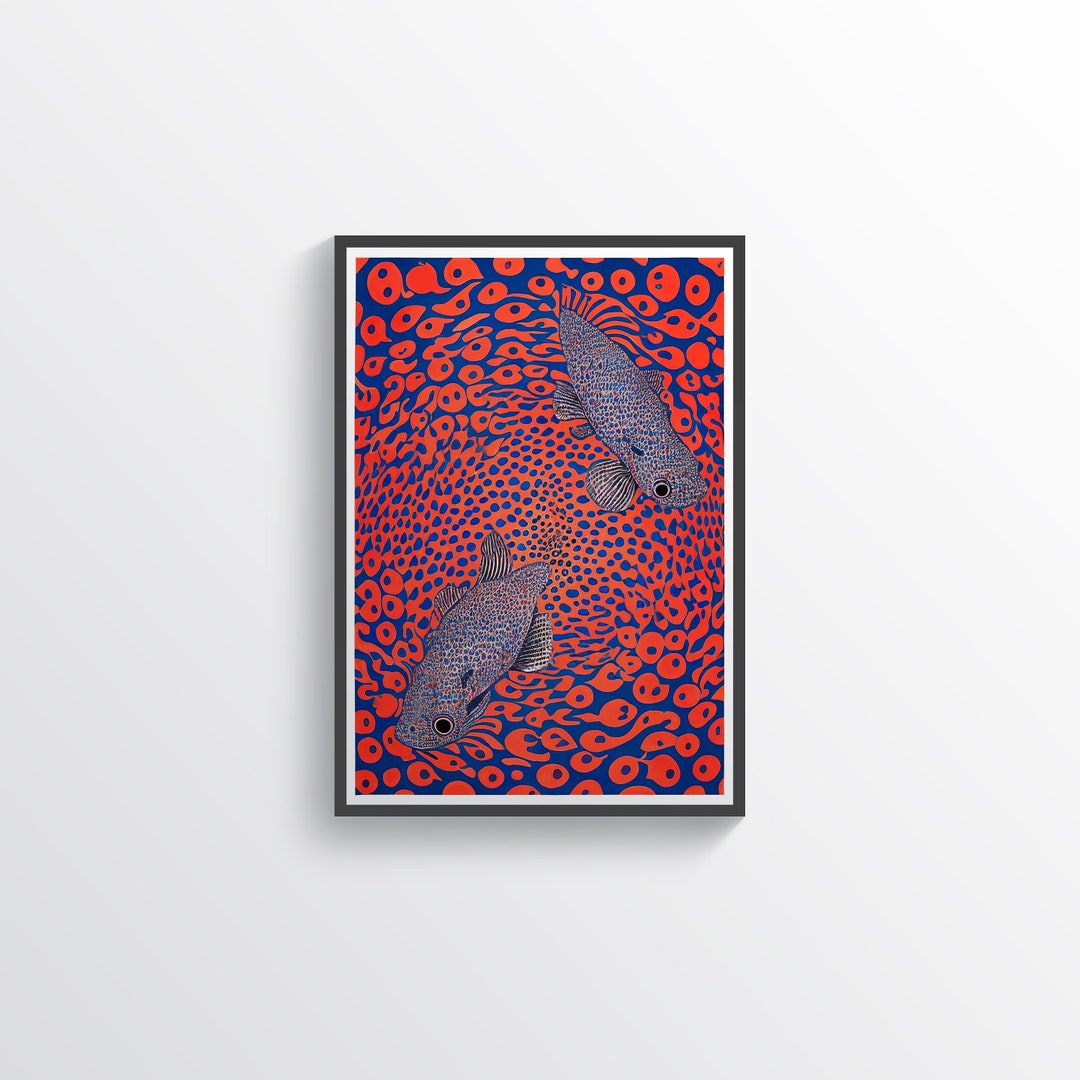 Minimalistic Fish Poster Japanese Artist Style Digital Download - Etsy