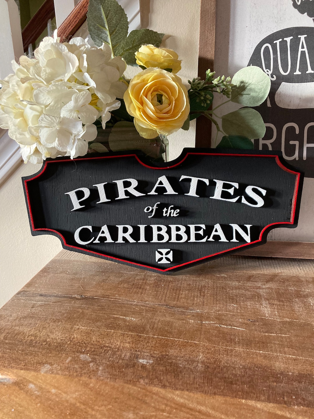 Pirates of the Caribbean Ride Wooden Sign Mickey Tiered Tray Decor ...