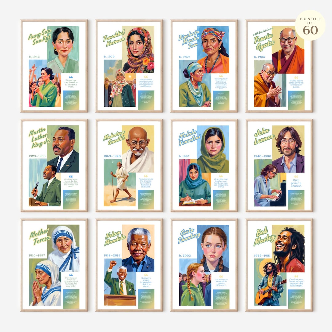 60 Peace Advocates & World Leaders Posters Digital Download | History ...