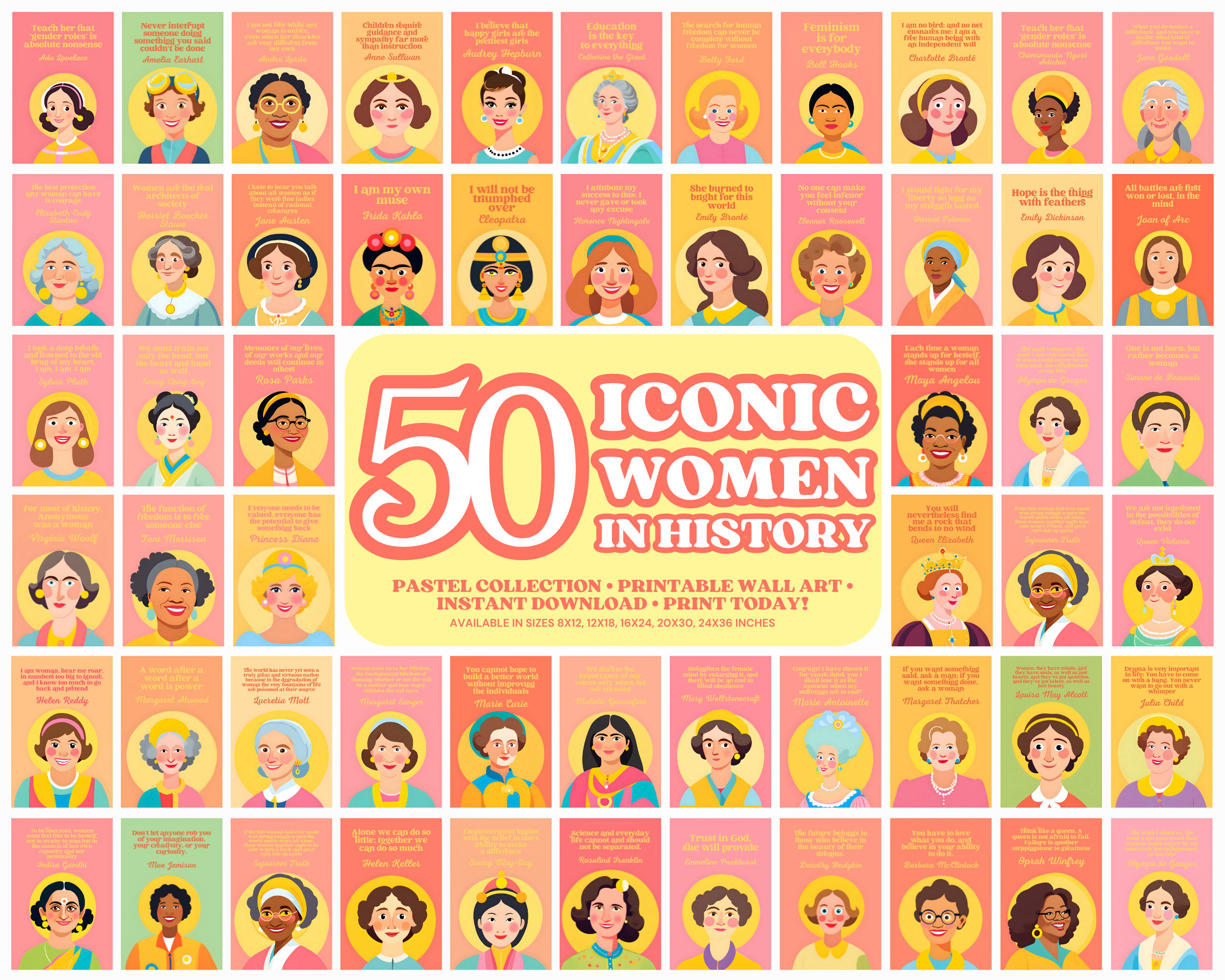 50 Women's History Month Wall Art Posters Iconic Changemakers Digital ...
