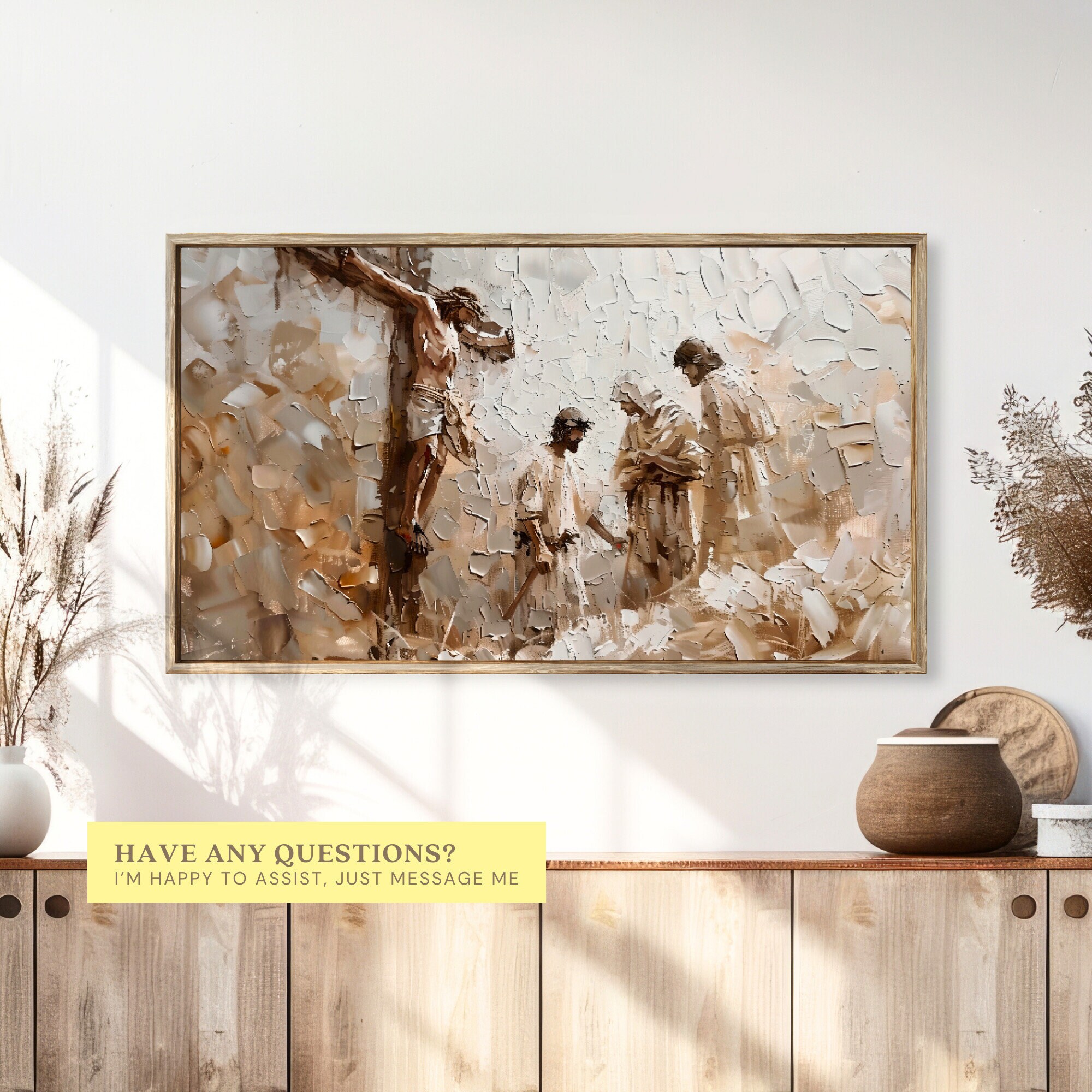 The Crucifixion Christian Frame TV Art Jesus Wall Art, Calvary, Cross ...