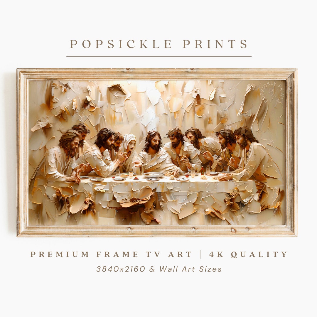The Last Supper Christian Frame TV Art Jesus Wall Art, Disciples, Bread ...